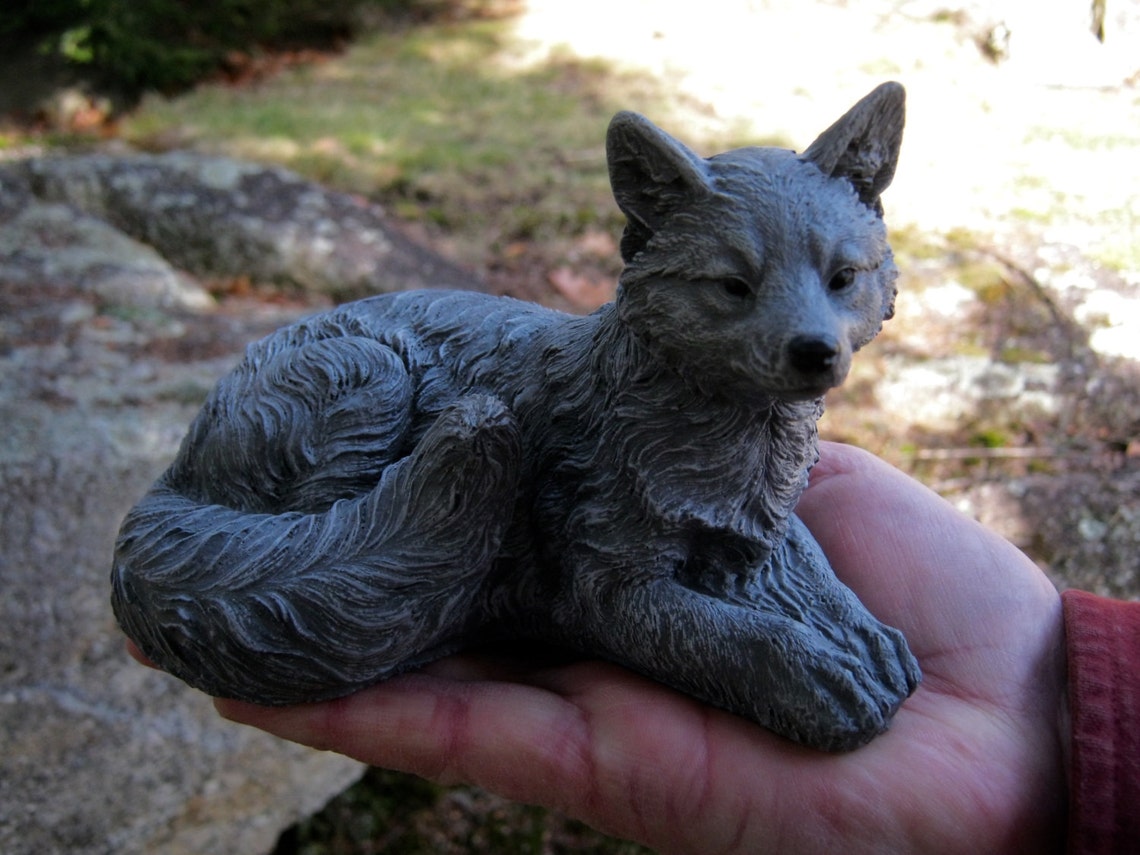 Fox Statue Fox Sculpture Concrete Fox Figure Small Concrete | Etsy