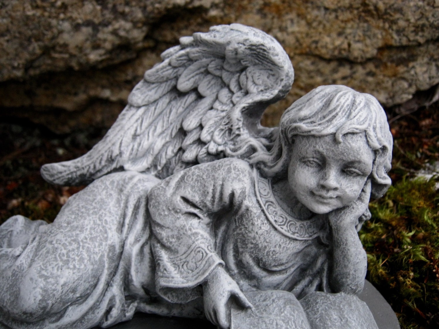 Angel Girl Reading Concrete Angel Garden Statue Cement Angel - Etsy