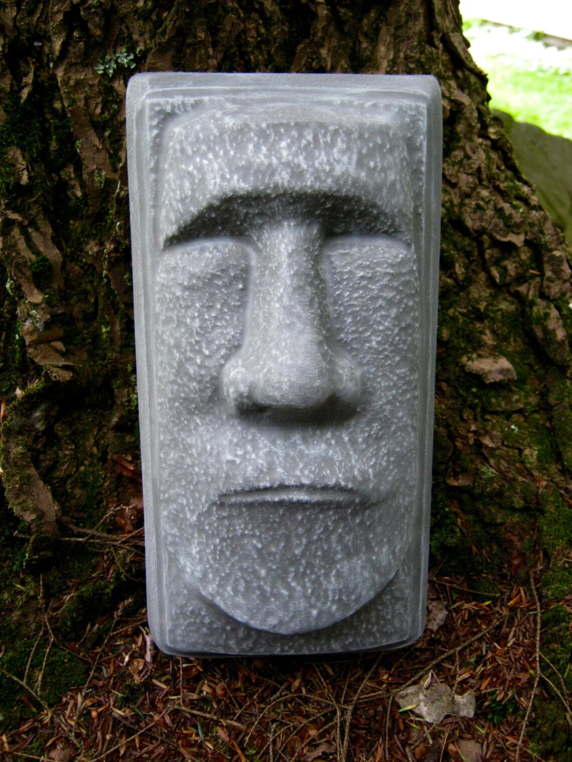 Easter Island Tiki Face, Concrete Garden Statue, Garden Decor, Cement ...
