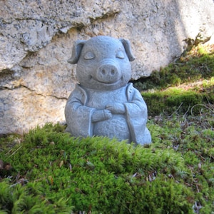 Pig Statue, Meditating Buddha Pigs, Zen Animals, Pig Figures, Concrete ...