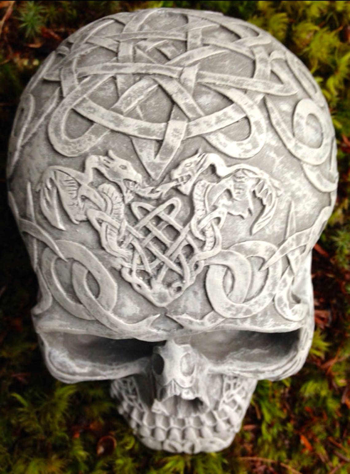 Skull Statue Garden Decor Celtic Skull Skull with Runes | Etsy