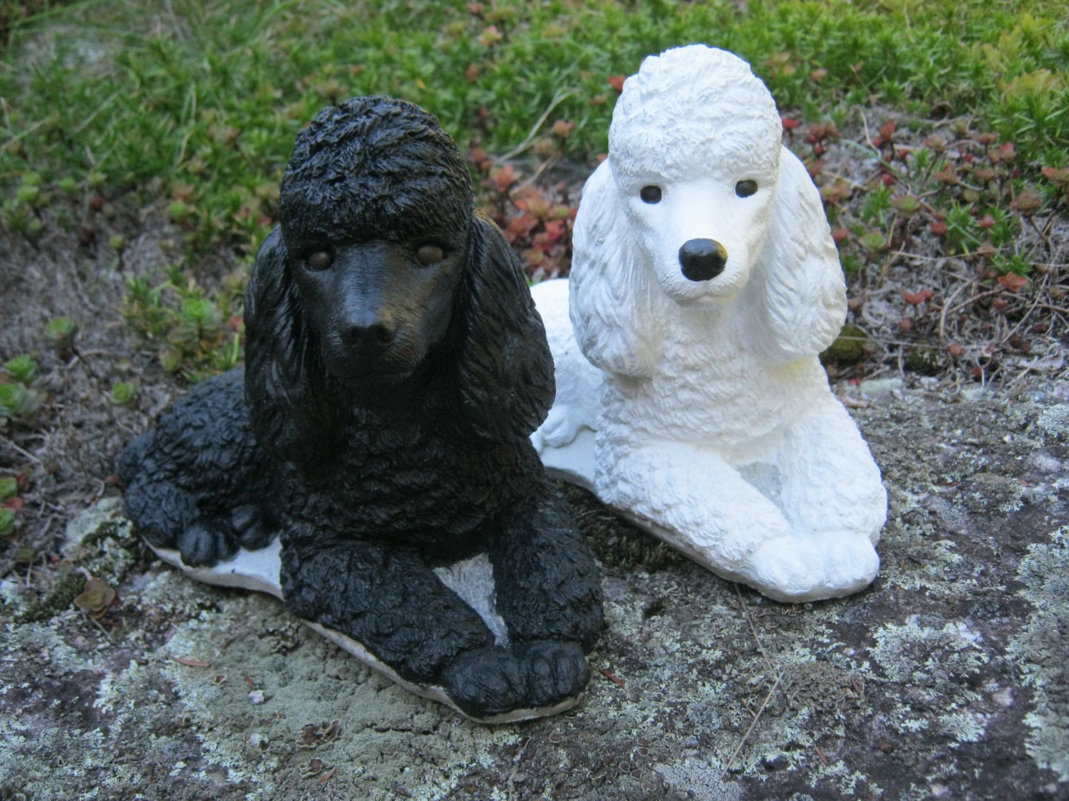 Poodle Statue Black Poodle White Poodle Cement Garden - Etsy