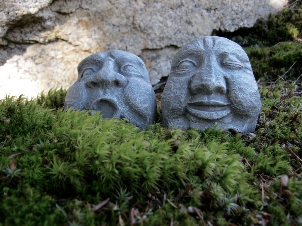 Rock Faces Three Concrete Garden Rocks Garden Decor Pot | Etsy