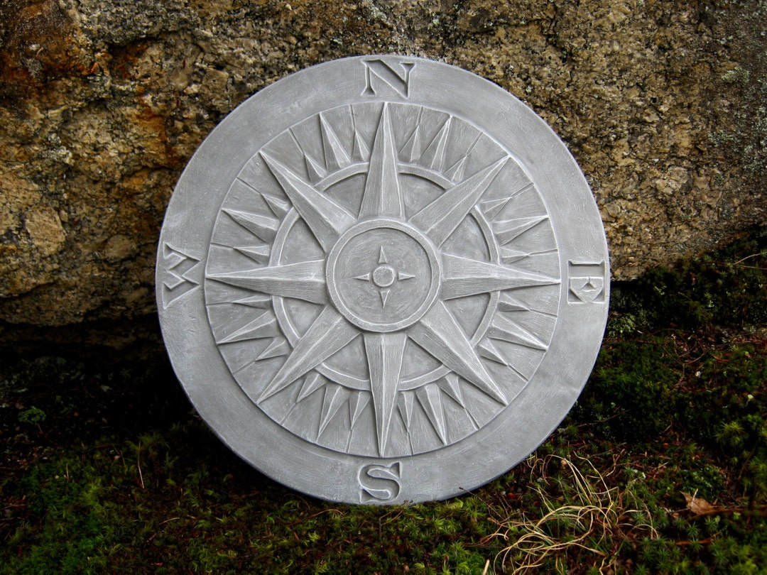 Compass Statue, Garden Decor, Concrete Garden Plaque, Cement Compass ...