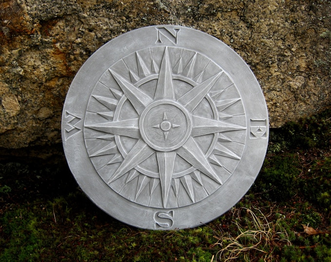 Compass Statue, Garden Decor, Concrete Garden Plaque, Cement Compass ...