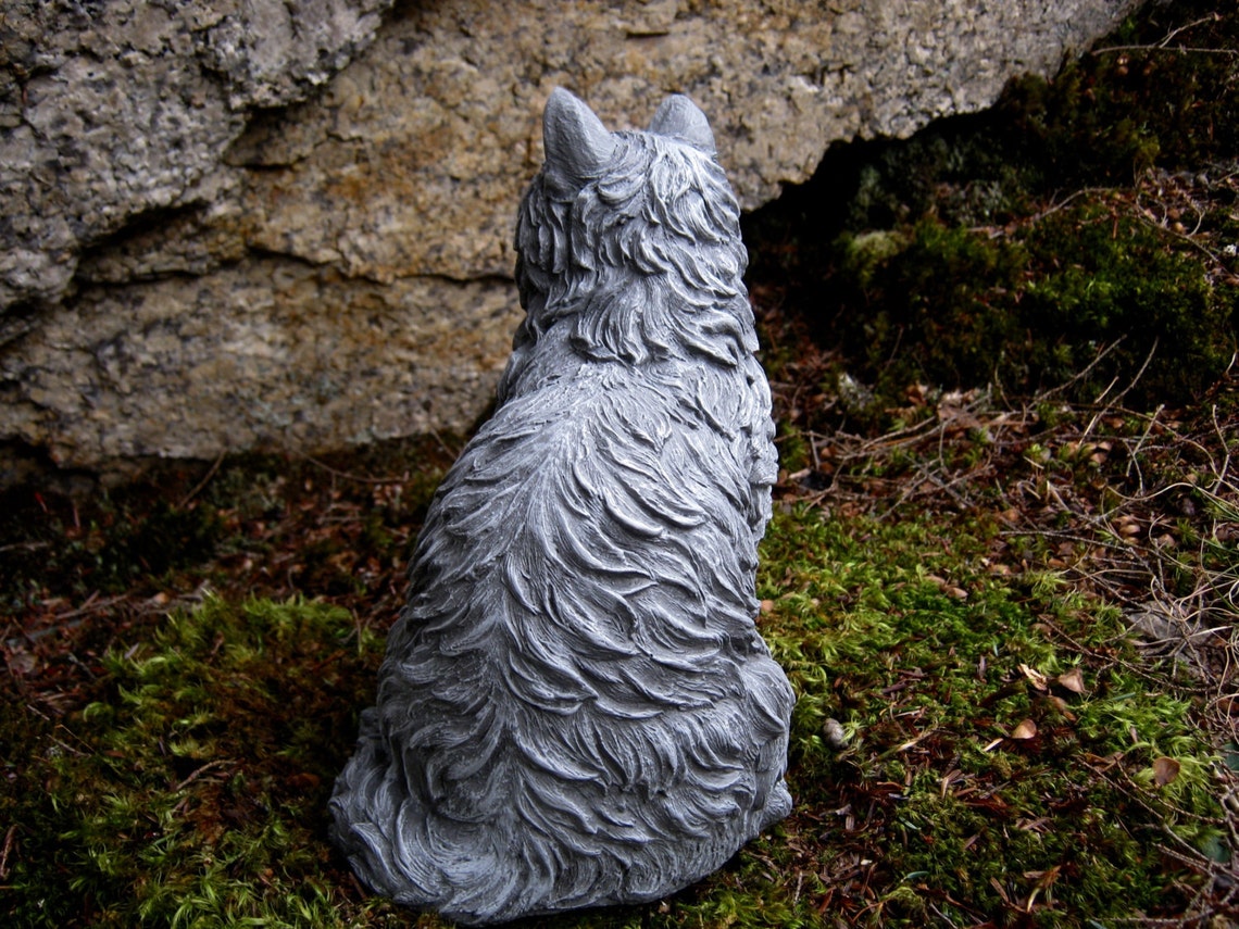 Cat Statue Concrete Cat Figure Cement Garden Decor Statues of Cats Cat ...