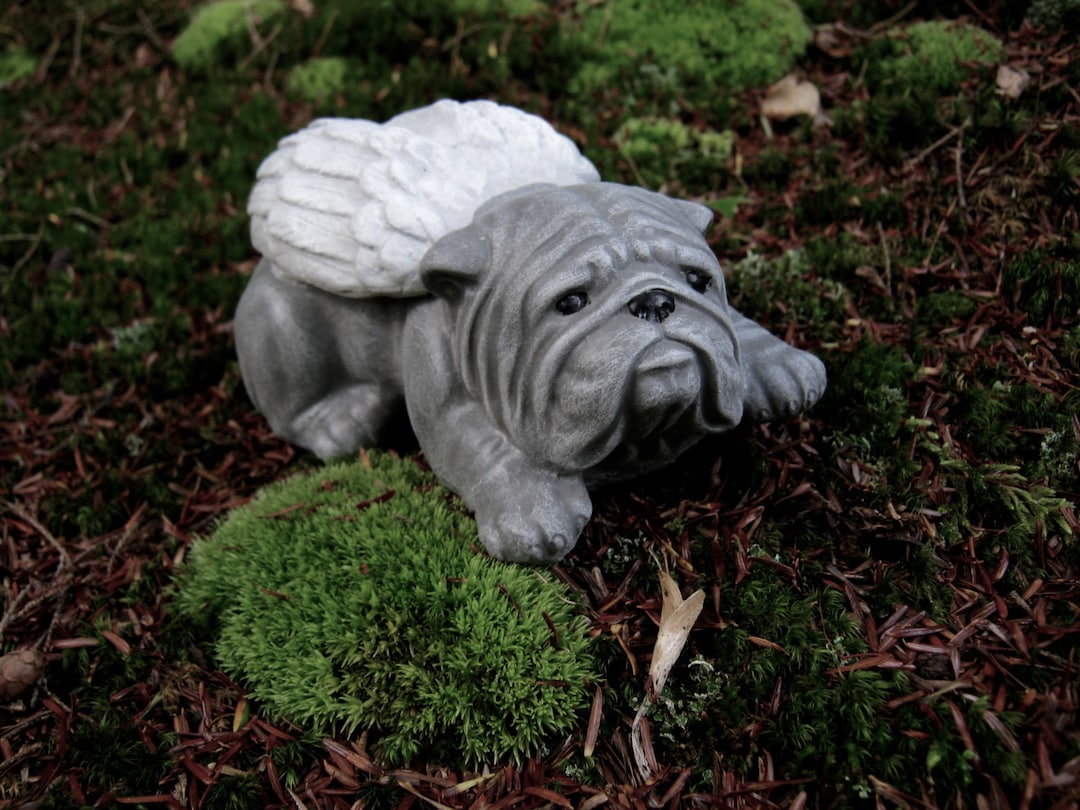 Bulldog Memorial Angel, Bulldog Statue, Free Shipping, Concrete Cement ...