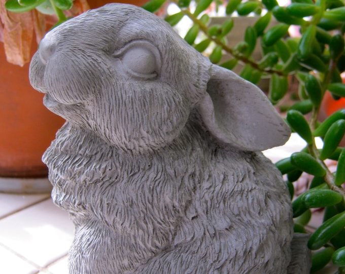 Rabbit Statue, Petite Concrete Rabbit Figure, Cement Garden Decor ...