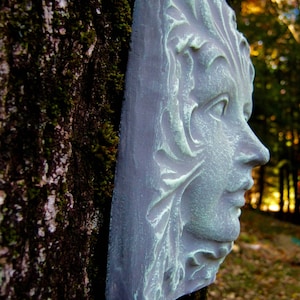 Green Woman Face Goddess, Green Man Face, Hanging Plaque, Garden Face ...