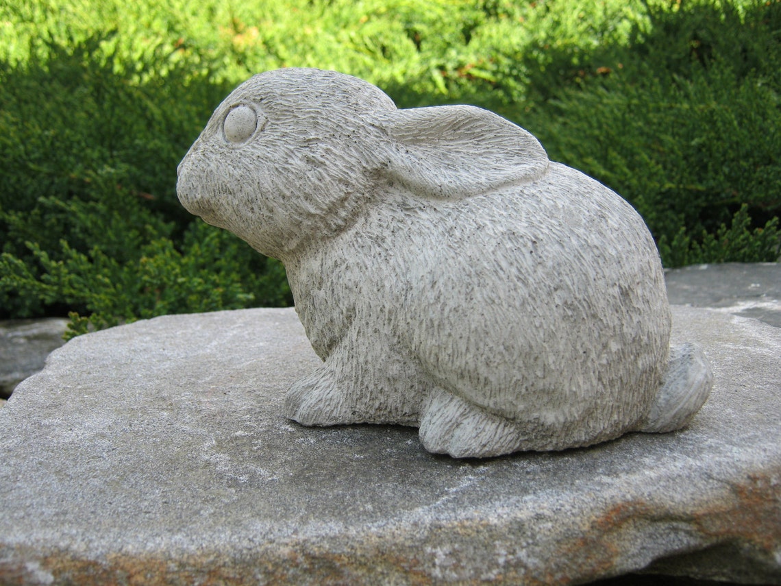 Rabbit Statues Garden Rabbits Garden Bunnies Concrete | Etsy