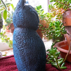 Cat Statue Contemporary Blue Painted Feline Cement Concrete - Etsy