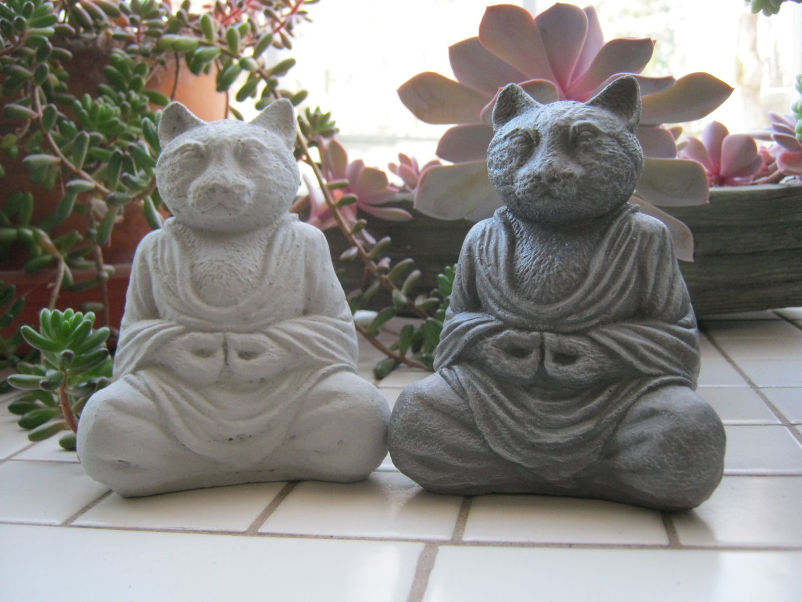 Buddha Cat Meditating Cat Statue Concrete Cats Zen Home And | Etsy