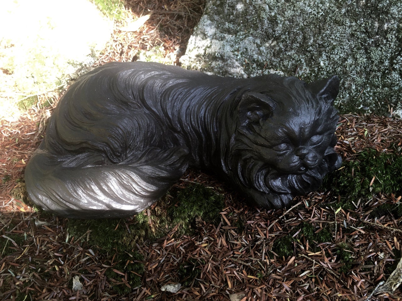 Cat Statue, Concrete Cat Statues, Long Haired Cat Figure, Concrete ...