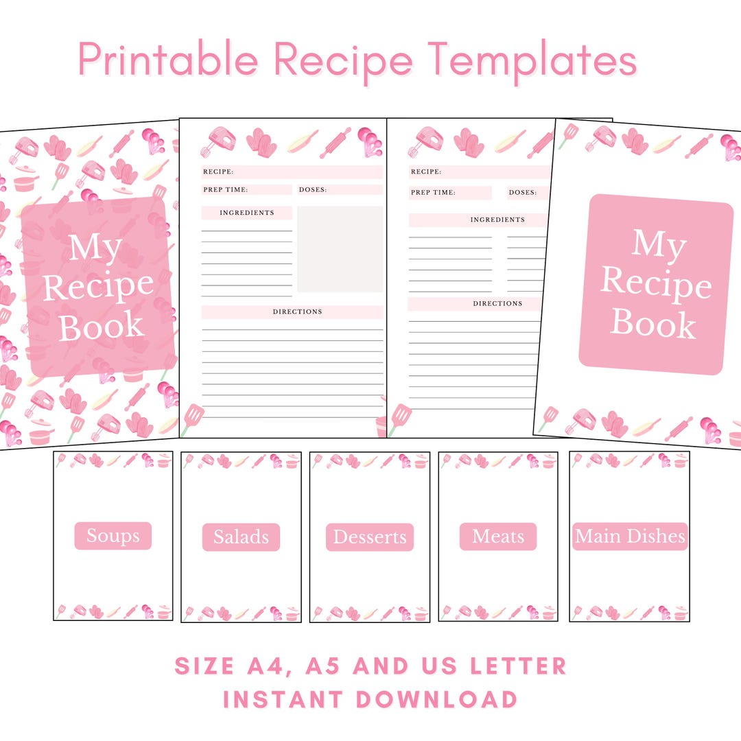 Recipe Template: Two Covers, Menu Templates & Recipe Lists Included - Etsy