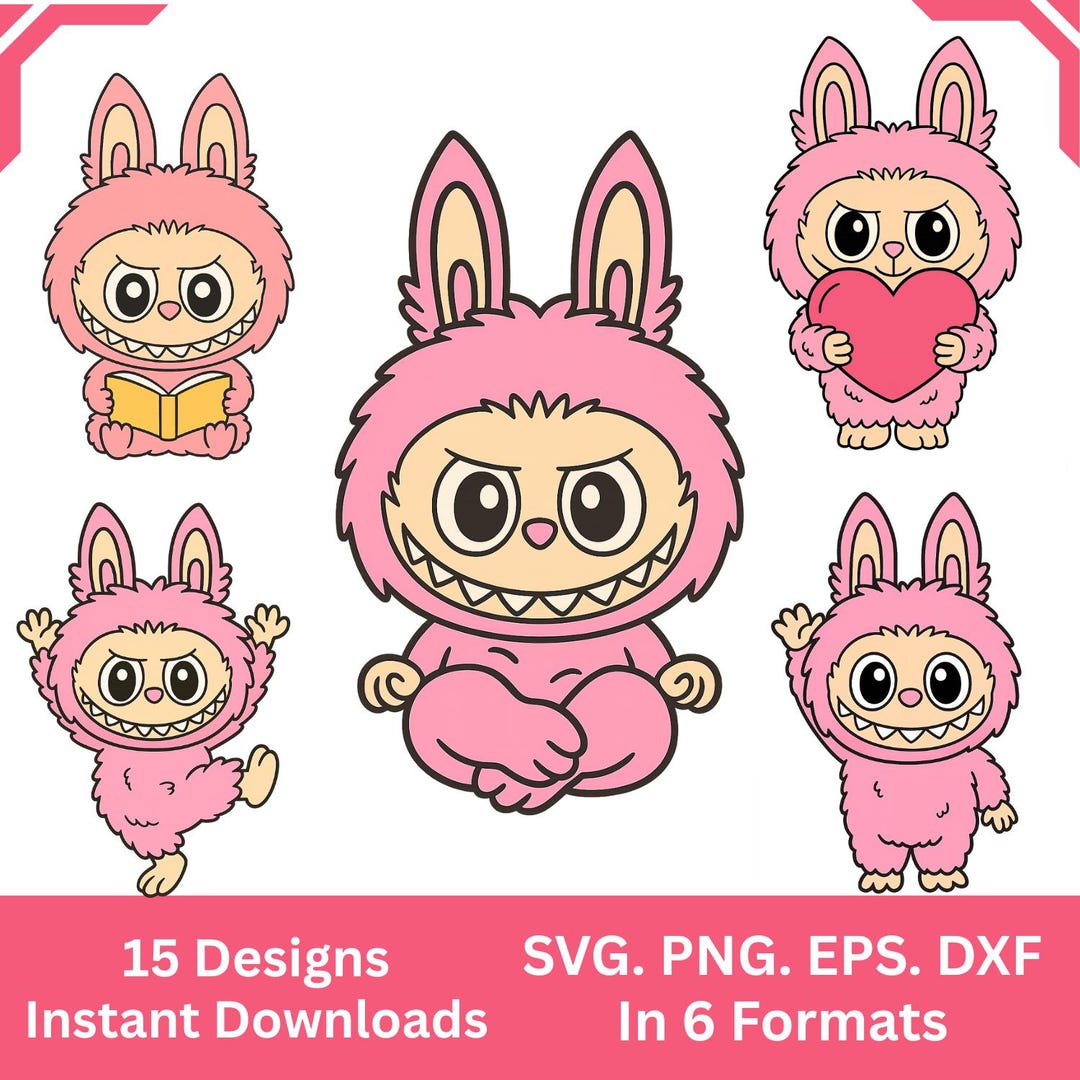 Labubu SVG & PNG Bundle - Happy Labubu Character Designs, Monster ...