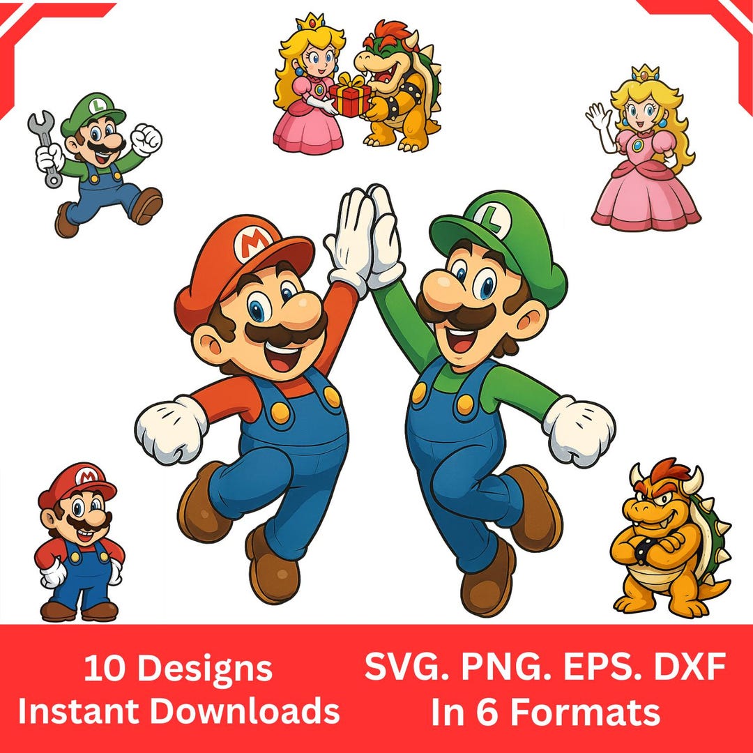 Super Mario SVG Bundle Layered Cut Files for Cricut & Sublimation ...