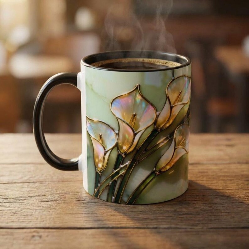 Calla Lily Mug Personalized Flower Cup Elegant Coffee Ceramic Gift ...