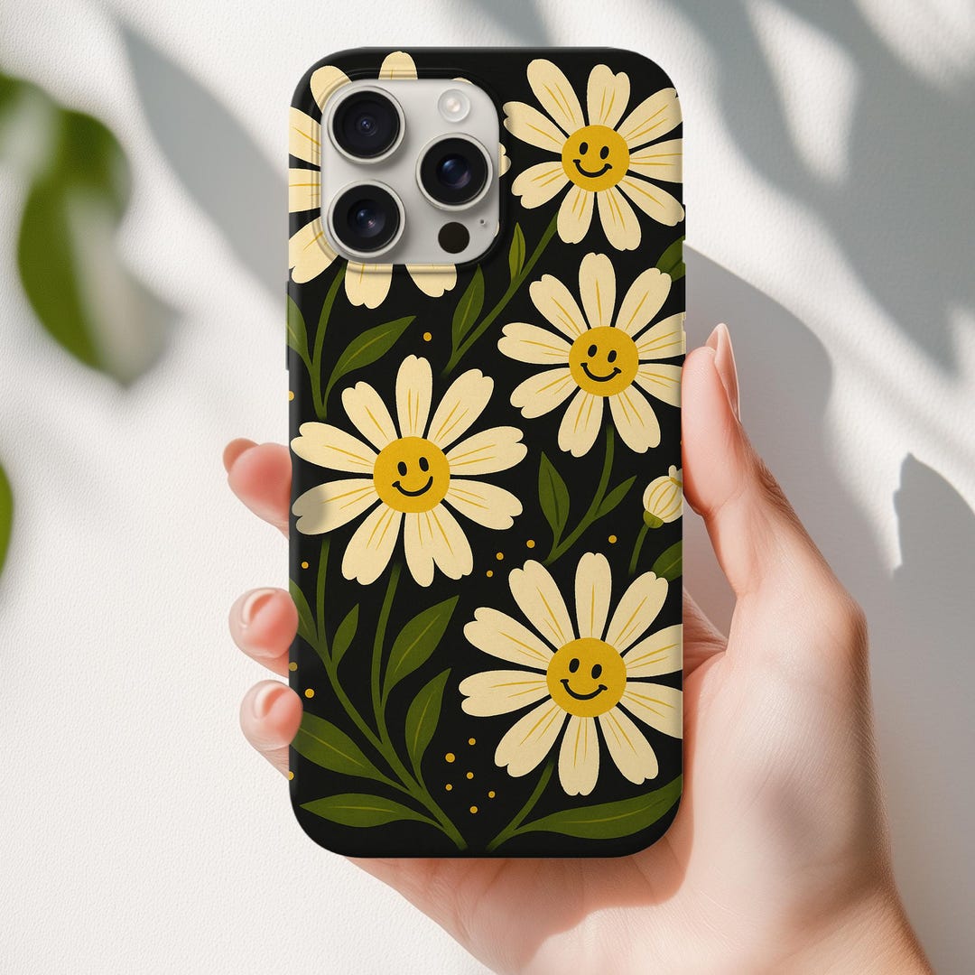 Smiley Daisy Tough Case - Playful Floral Retro Design - iPhone Galaxy ...
