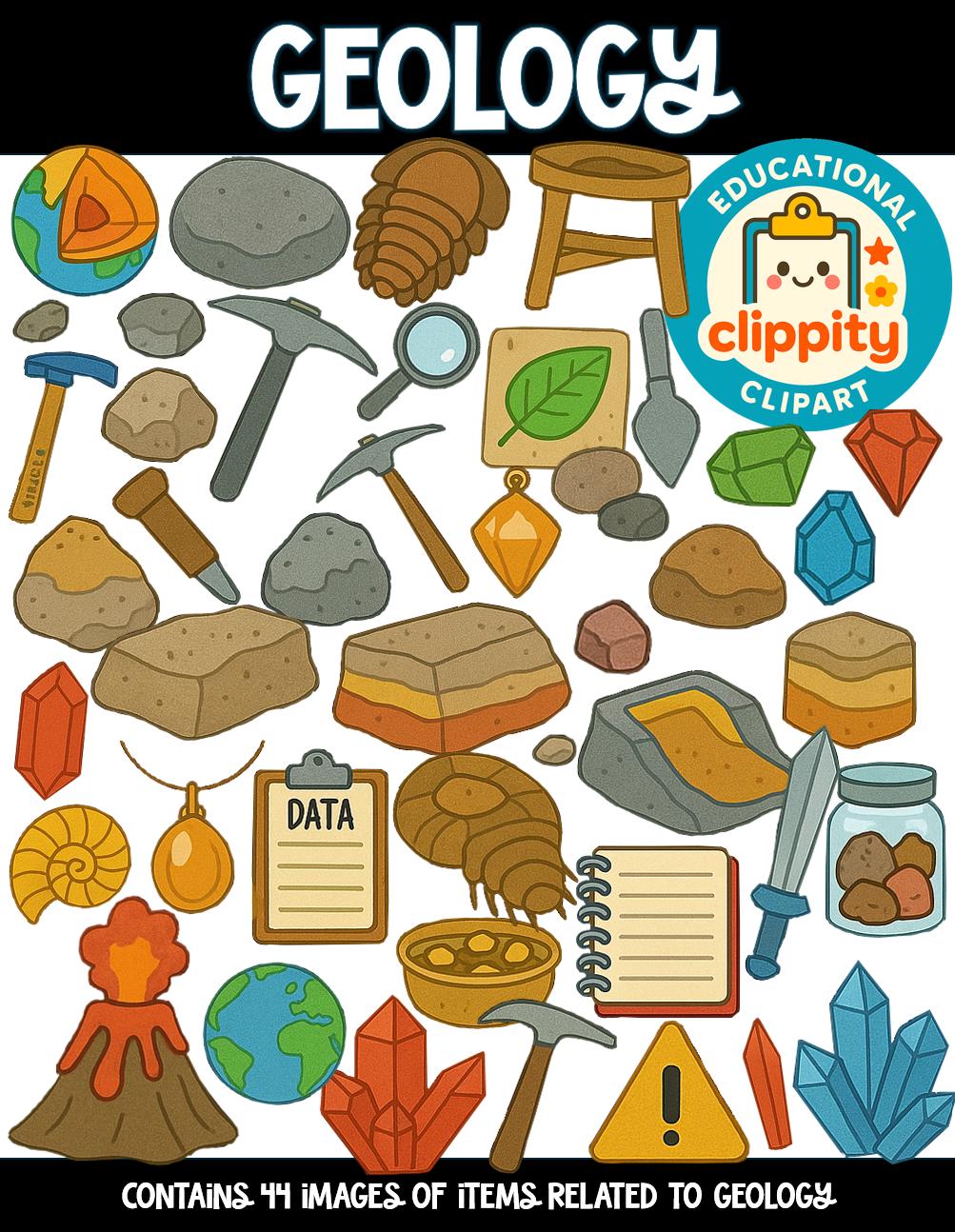 Geology Clipart - Rocks, Crystals, Earth Science, Clipart Bundle - Etsy