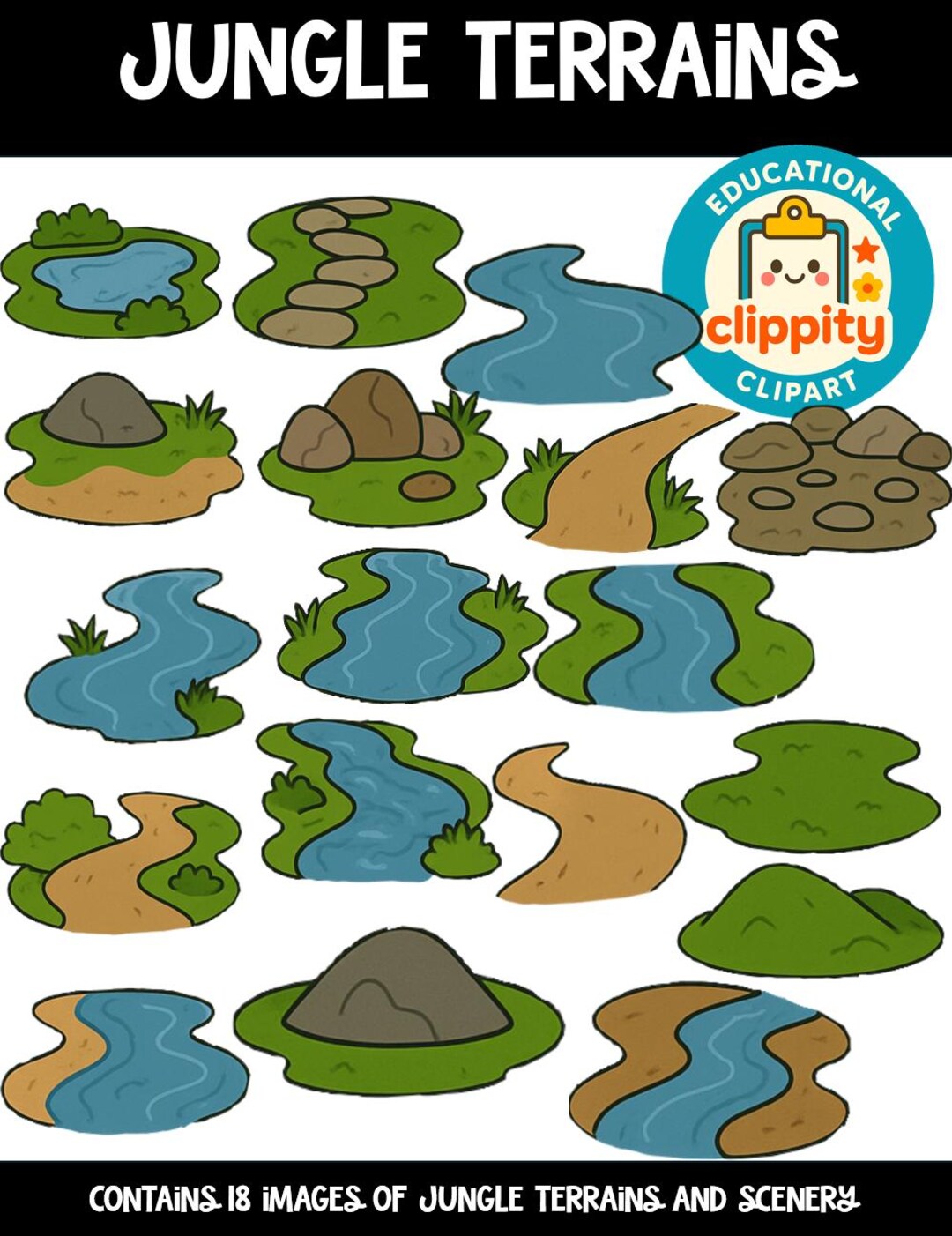 Jungle Background Clipart - Jungle Terrain Scenes - Safari Backgrounds ...