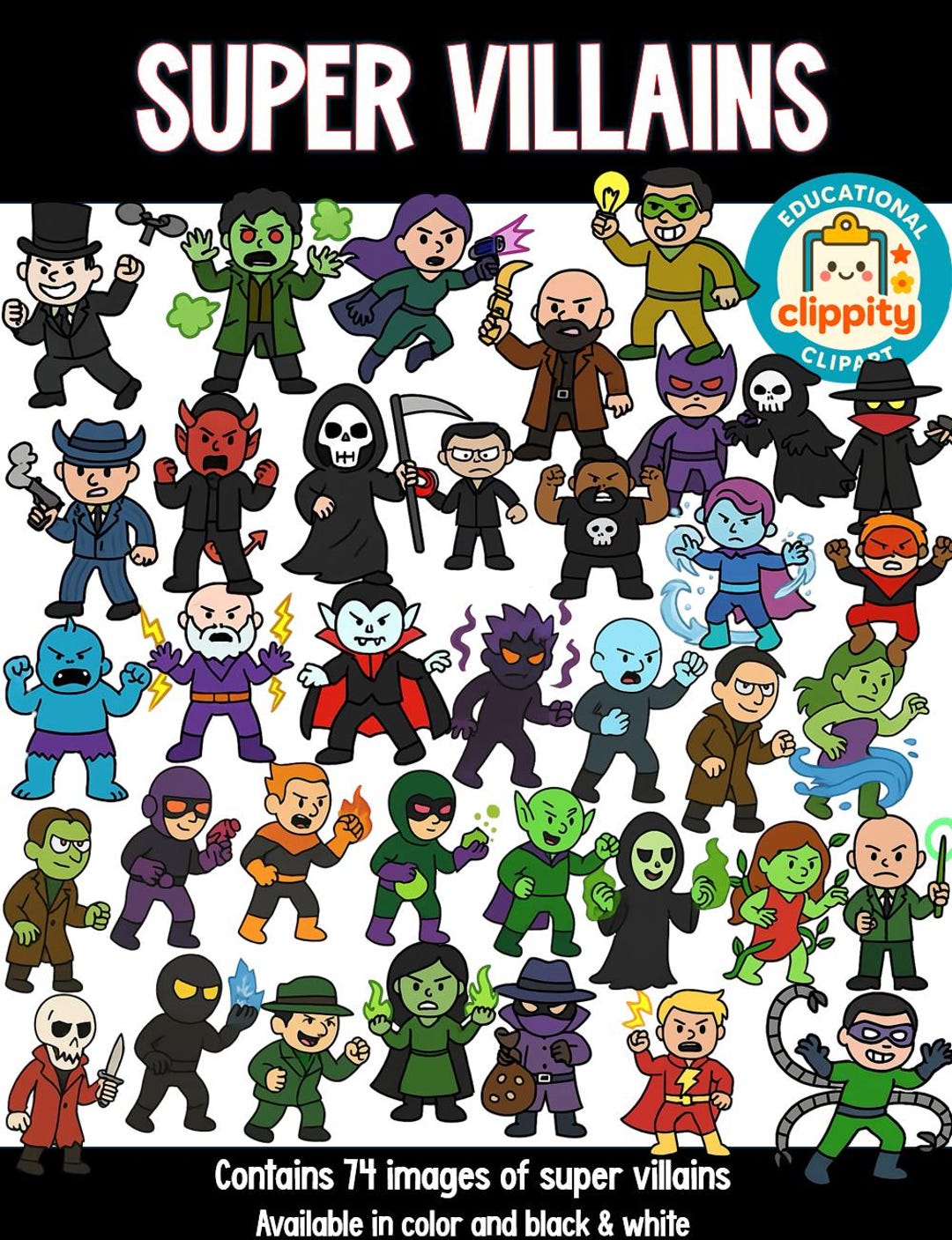 Super Villains Clipart | Comic Book Characters, Kids in Costumes, Story ...