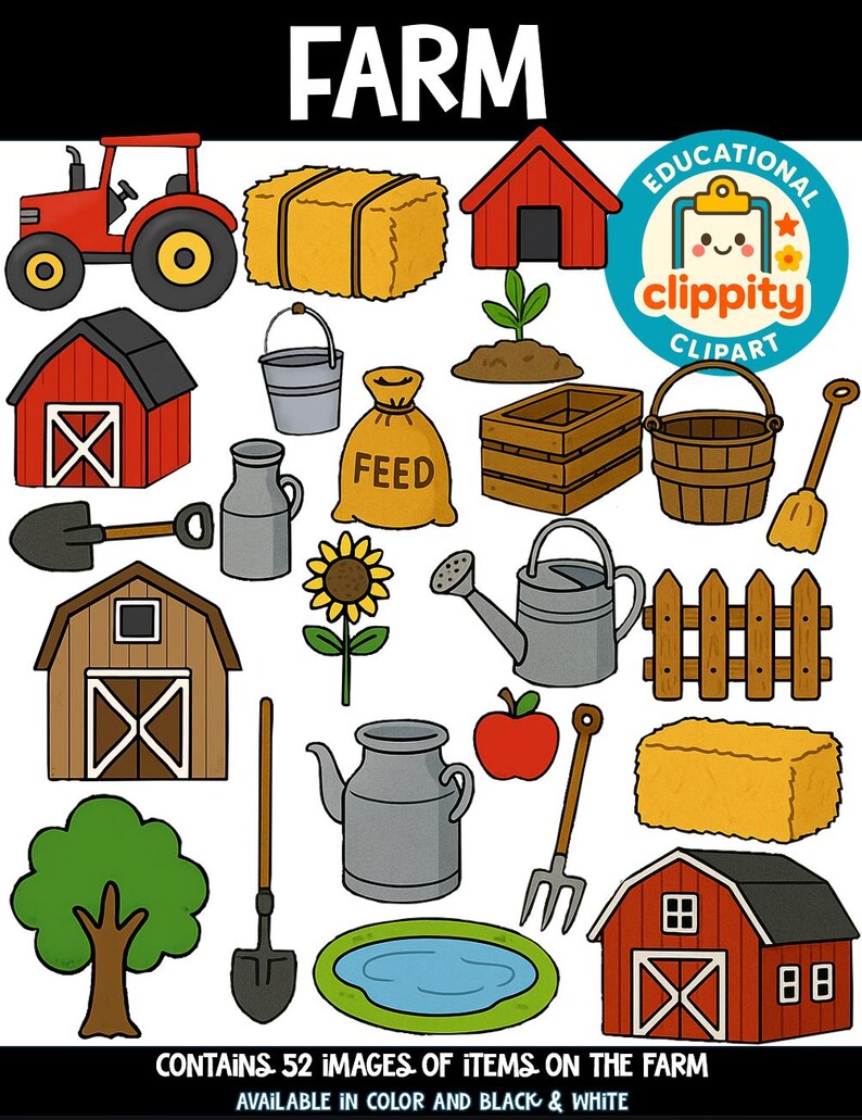 Farm Tools Clipart Set: Agriculture Illustrations (52 Images) - Etsy