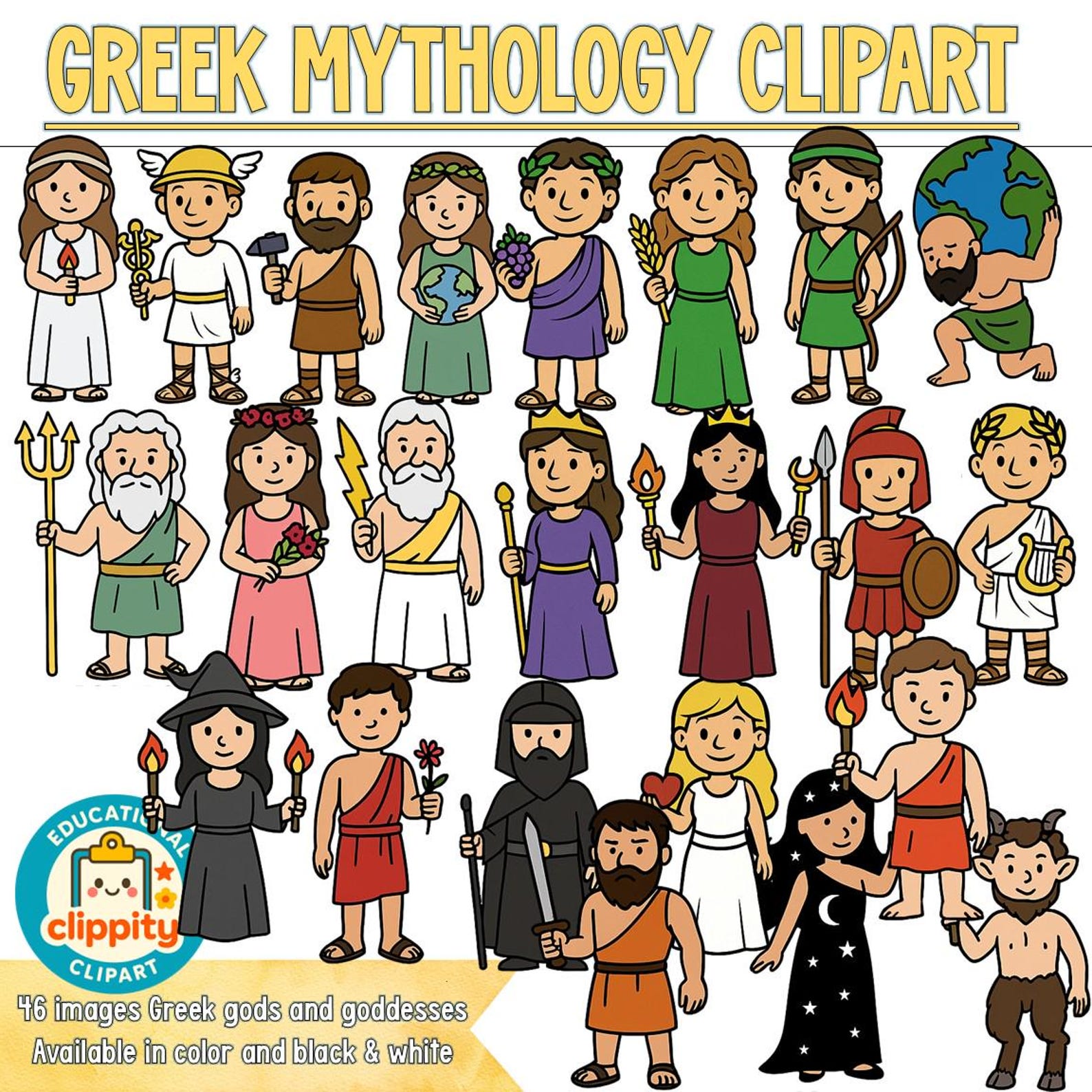 Greek Gods and Goddesses | Greek Mythology Clipart | 46 Images - Etsy
