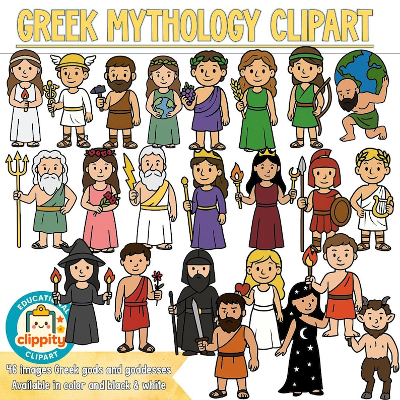 Greek Gods and Goddesses | Greek Mythology Clipart | 46 Images - Etsy