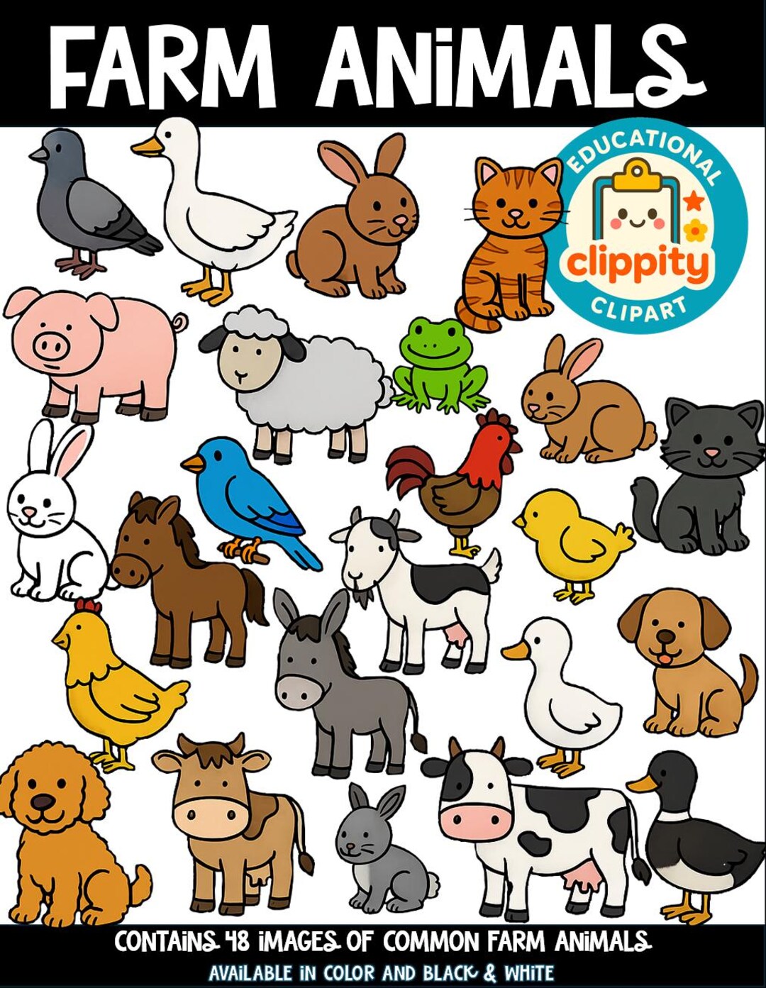 Farm Animals Clipart Bundle: Educational Graphics - Etsy