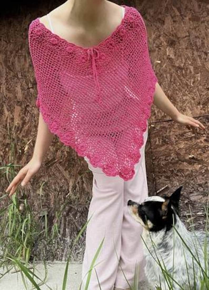 New Vintage Ethnic Hippie Pink Cotton Knitted Poncho Size M - Etsy