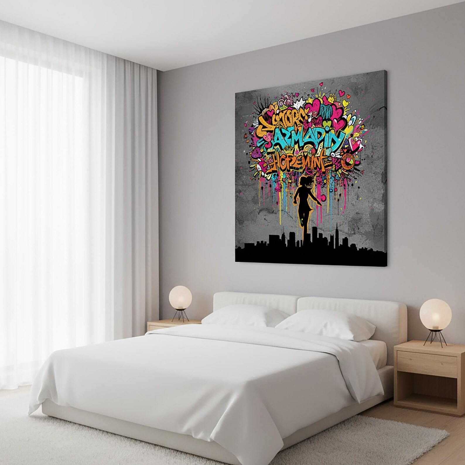 Banksy Style Graffiti, Graffiti Pop Art Print, Abstract Running Woman ...