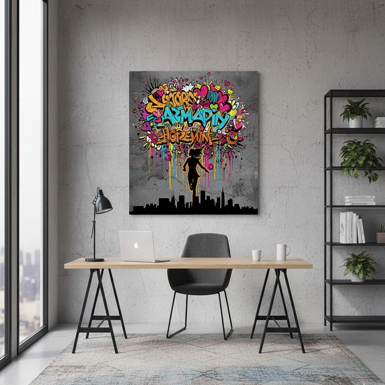 Banksy Style Graffiti, Graffiti Pop Art Print, Abstract Running Woman ...