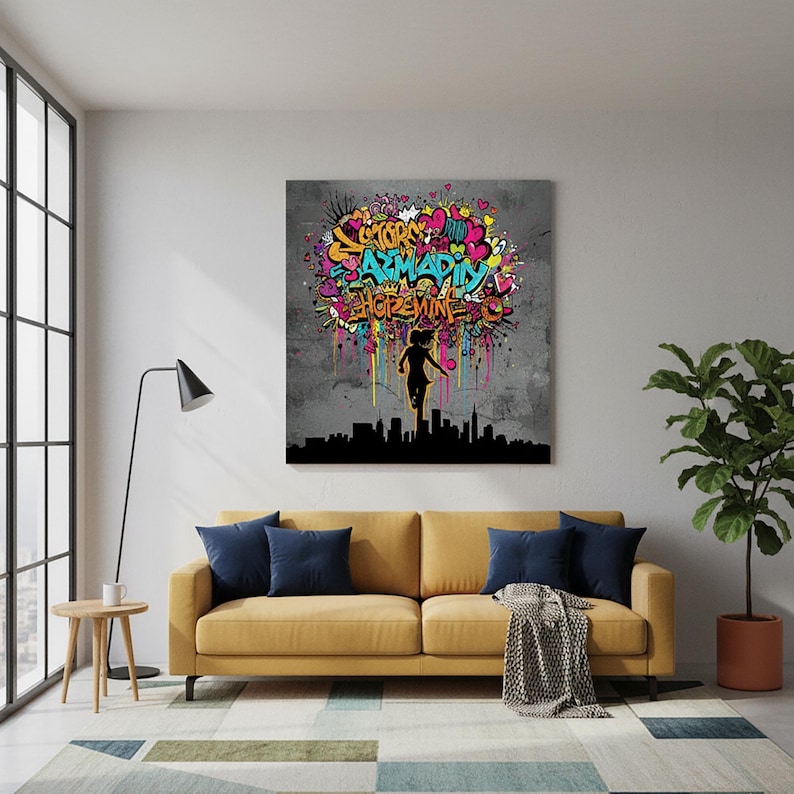 Banksy Style Graffiti, Graffiti Pop Art Print, Abstract Running Woman ...