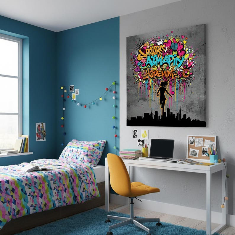 Banksy Style Graffiti, Graffiti Pop Art Print, Abstract Running Woman ...