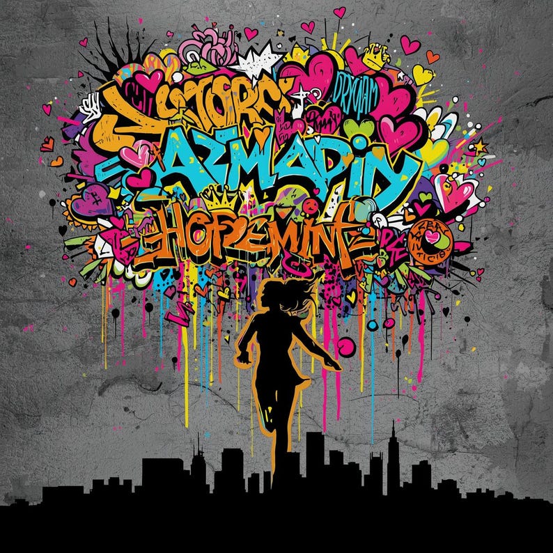 Banksy Style Graffiti, Graffiti Pop Art Print, Abstract Running Woman ...