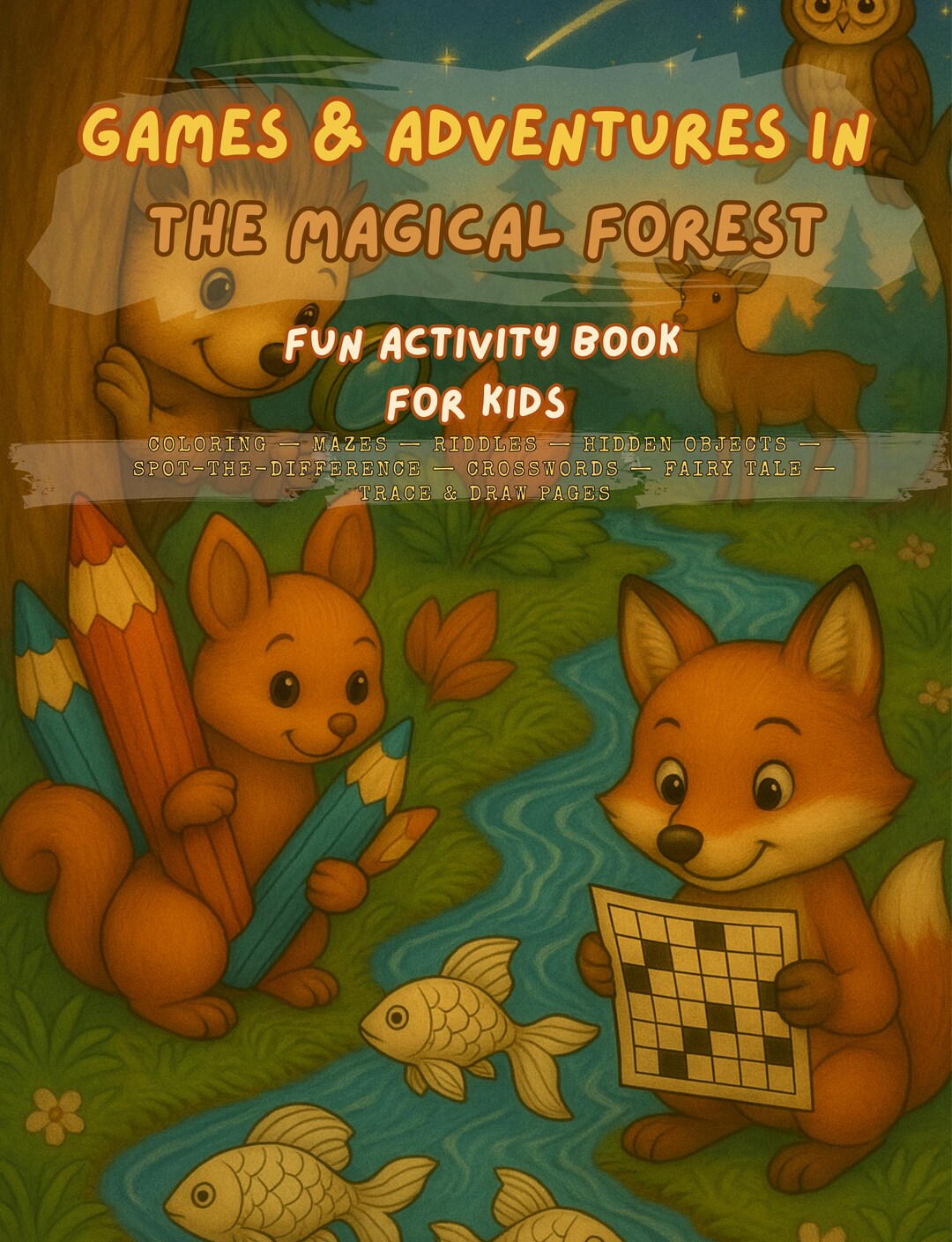 Printable Kids Activity Book | Coloring Pages, Mazes, Crosswords,hidden ...