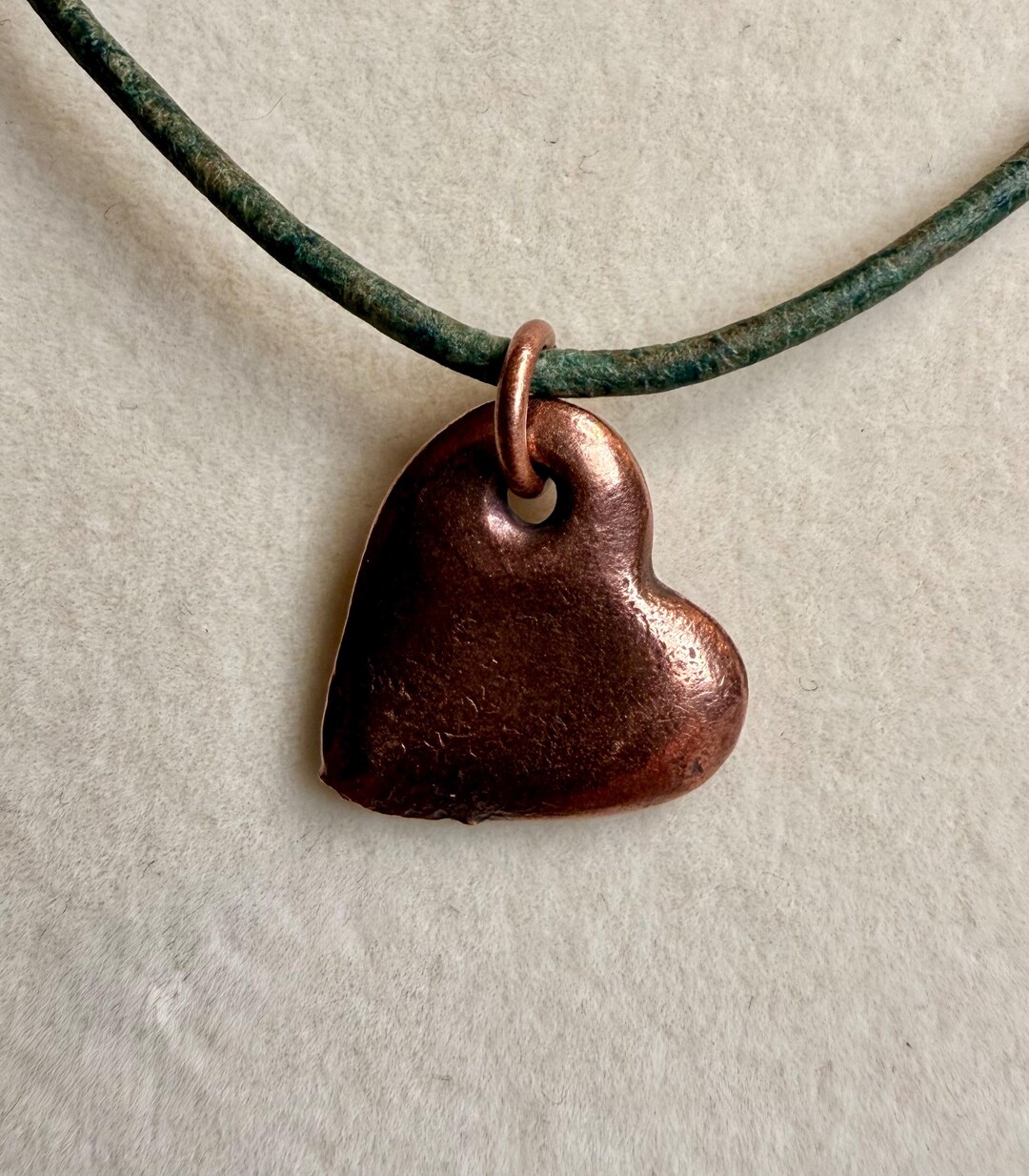 Antique Copper Angled Heart Necklace,leather Cord Jewelry, Boho Chic ...