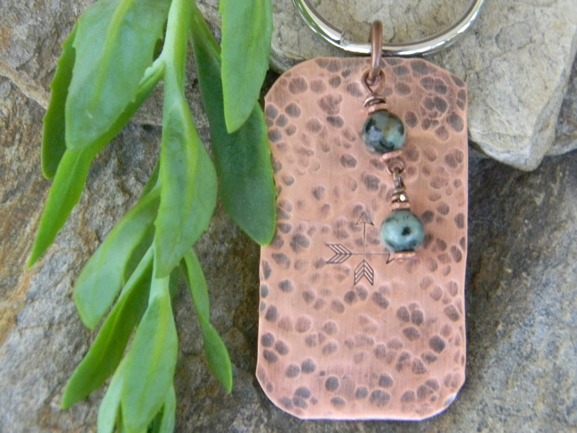 Copper Keychain Handmade Copper Key Ring Crossed Arrows Hand - Etsy