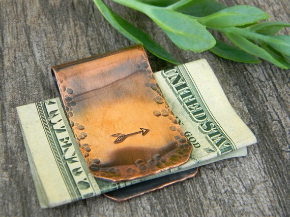 Hammered Copper Money Clip Distressed Moneyclip 7th | Etsy