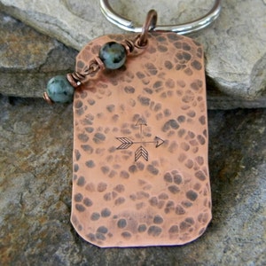 Copper Keychain Handmade Copper Key Ring Crossed Arrows Hand Stamped ...