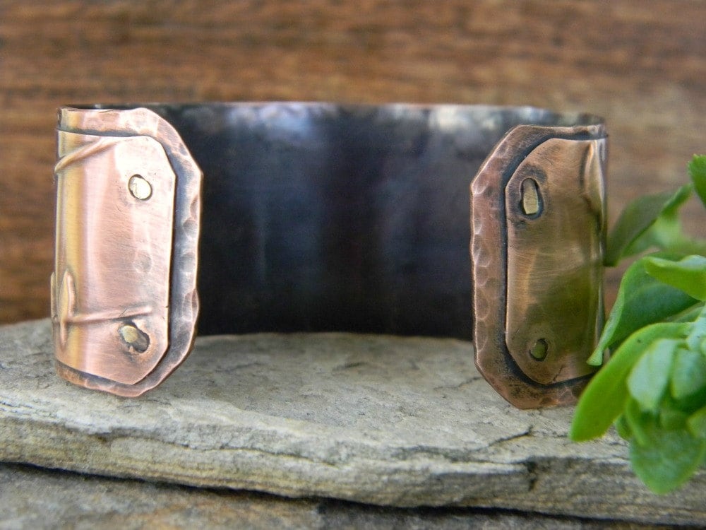 Copper Cuff Bracelet Bird on Wire Handmade Hammered Copper | Etsy