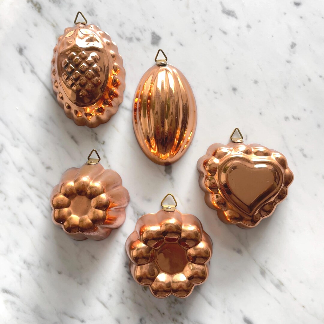 Small Vintage Copper Jello Molds, Pineapple / Heart Jelly Mould, Almond ...