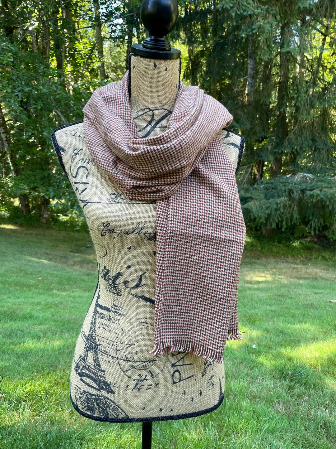 Flannel Scarf-brown & Rust Houndstooth - Etsy