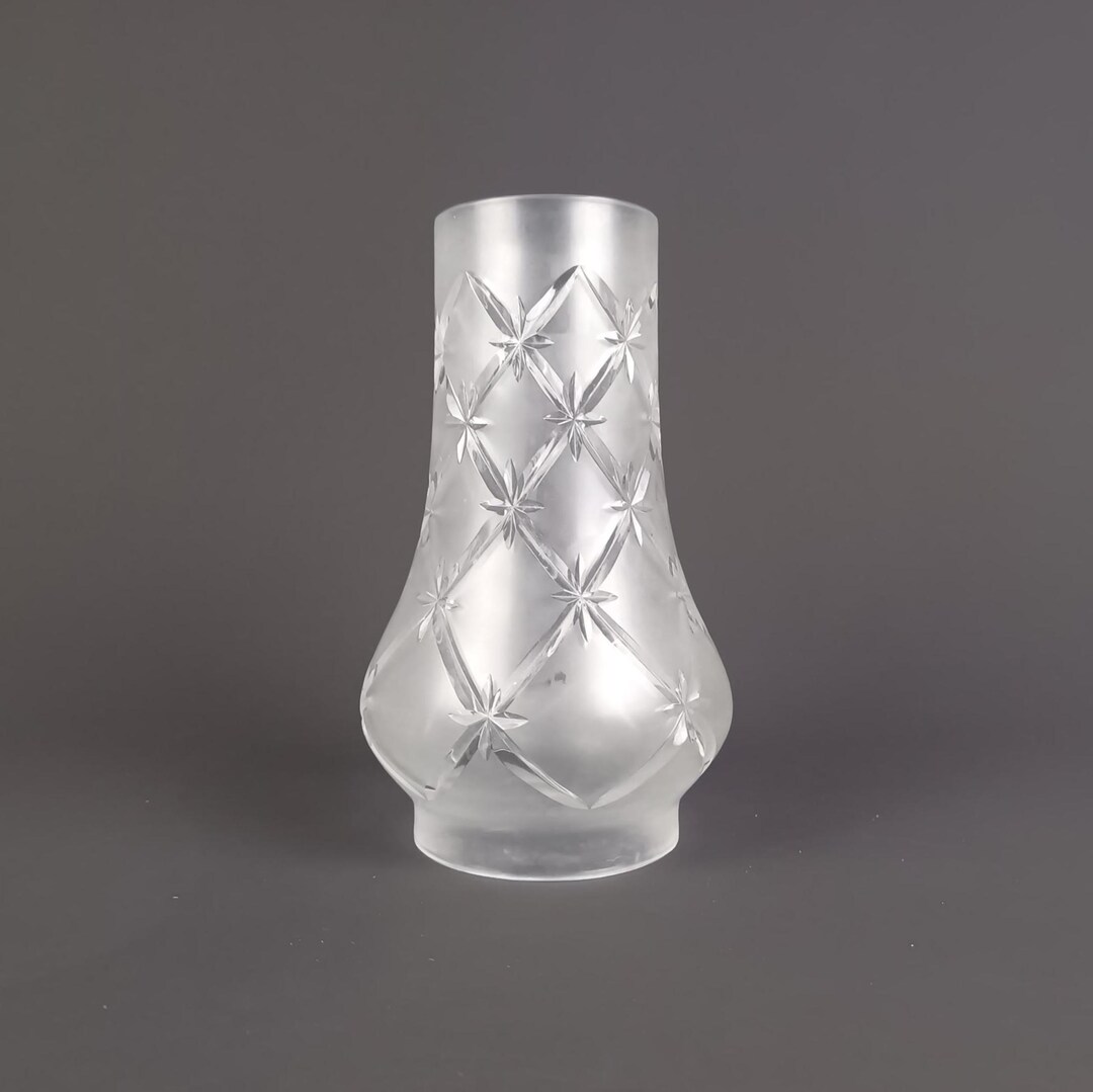 Cut Crystal Lamp Chimney Thick Glass Diamond Pattern Replacement Shade ...
