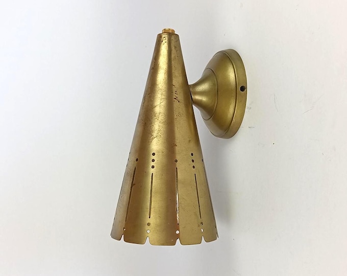 MCM Wall Sconce Conical Shaped Brass Tone Finish for Restoration - Etsy