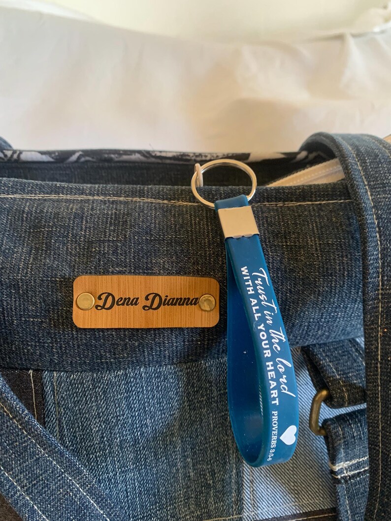 Recycled Denim Purses & Large Totes With Bible Verse Zipper Pulls ...