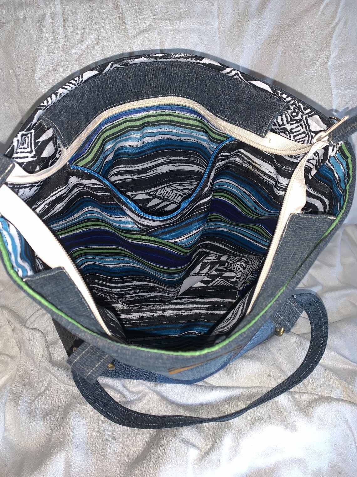 Recycled Denim Purses & Large Totes With Bible Verse Zipper Pulls ...