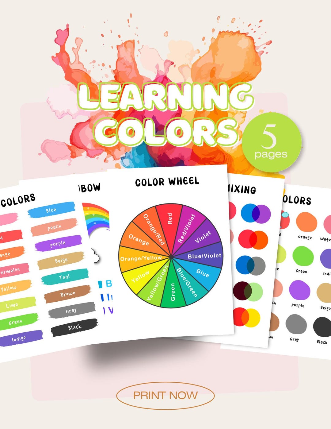 Kids Activities Learn Colors Printable Kids Chart Classroom Wall Art ...