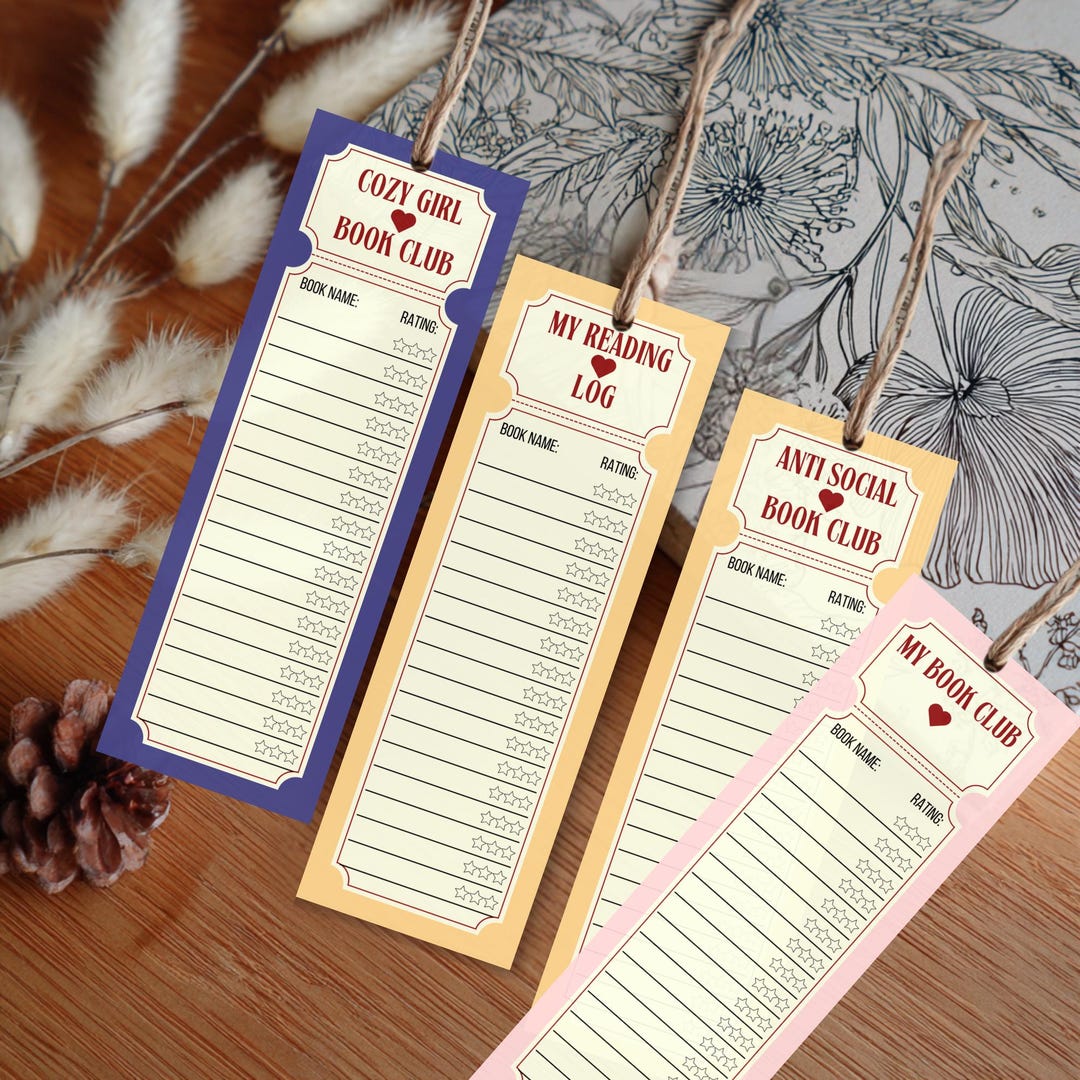 Set Book Log Bookmarks Reading Log Bookmarks Set Booklovers Gift Book ...