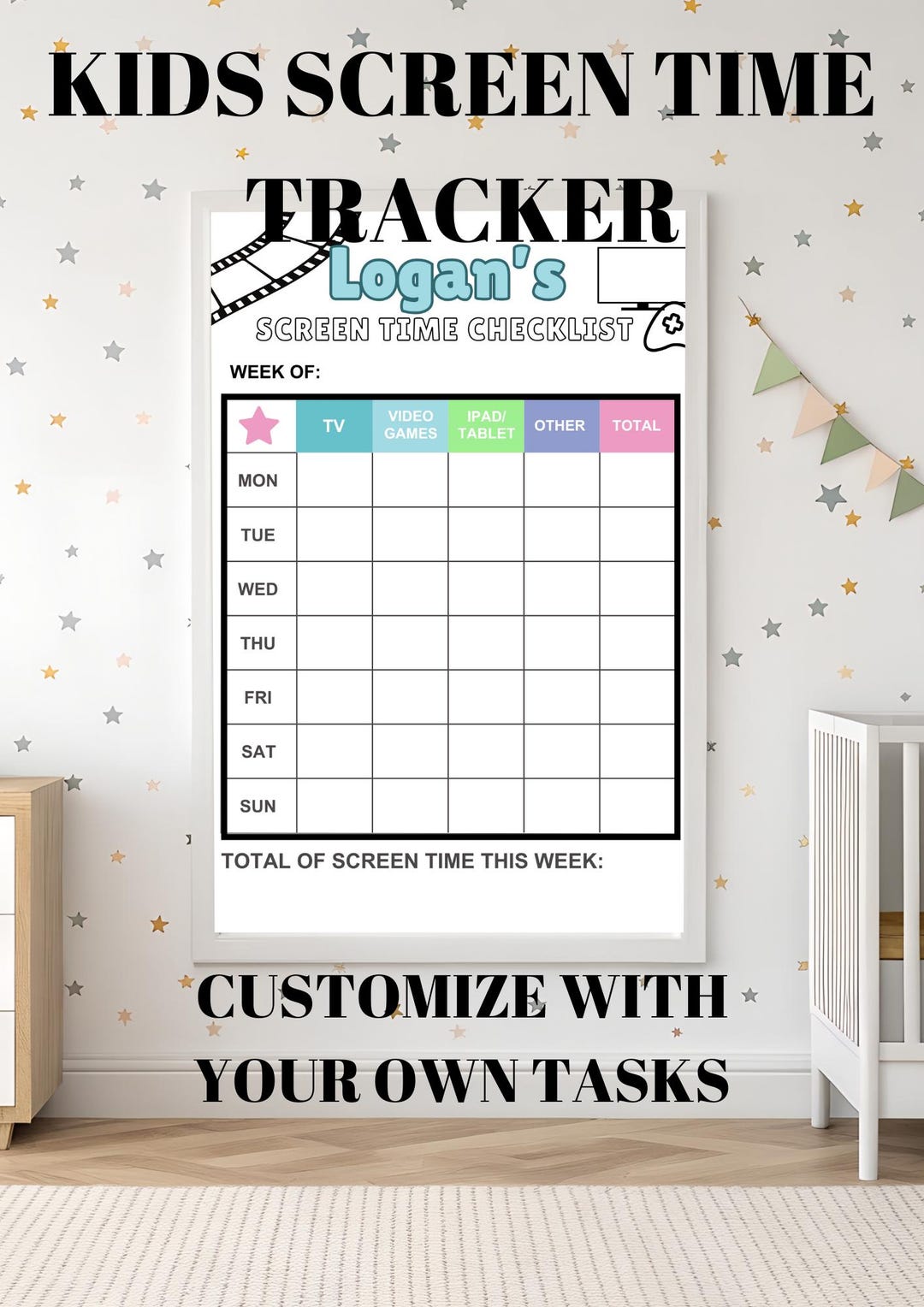 Kids Screen Time Checklist Printable Screen Time Tracker for Children ...